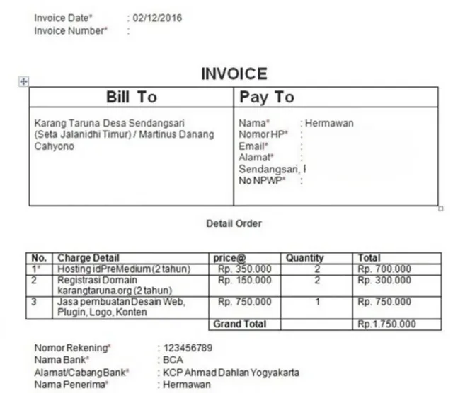 8 Contoh Invoice Jasa Service, IT, Desain yang Simpel - Usaha Makmur