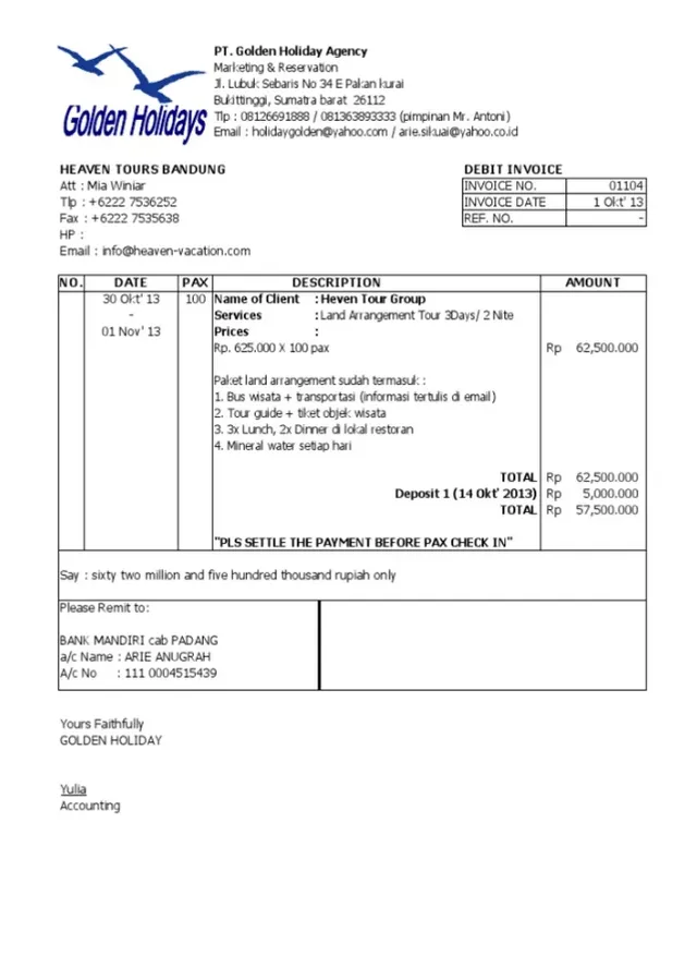 7 Contoh Invoice Tour and Travel dan Cara Buatnya yang Mudah - Usaha Makmur